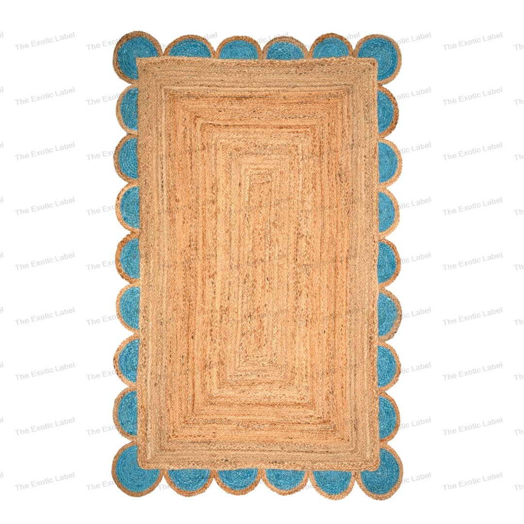 Natural Fiber Jute Scallop Rug Runner for Hallway/entryways/kitchen ...