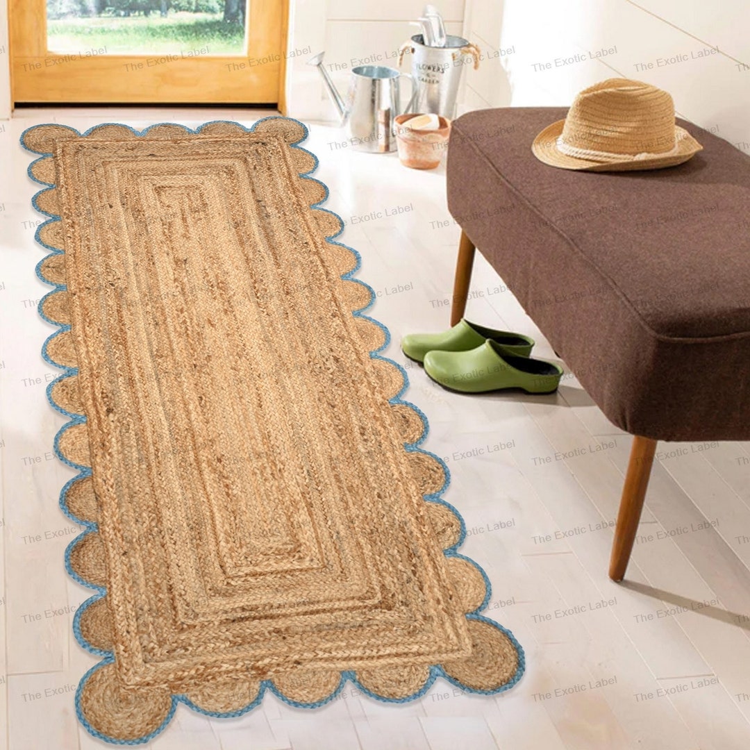 Natural Fiber Jute Scallop Pattern Bedside Runner 3 X 10 Ft - Etsy
