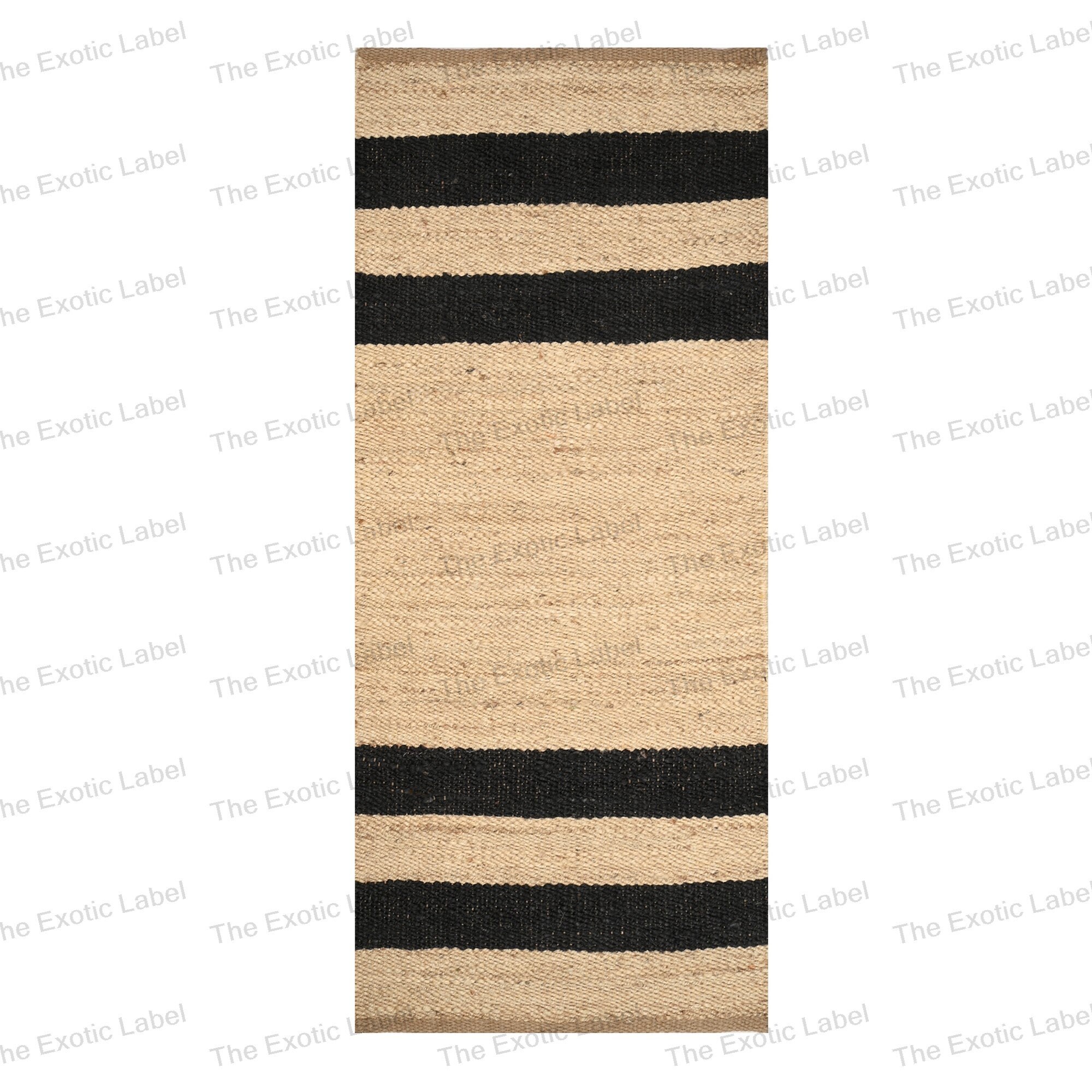 Black and off White Jute Hemp Hallway Runner 2.5 X 12 Ft, Soft ...
