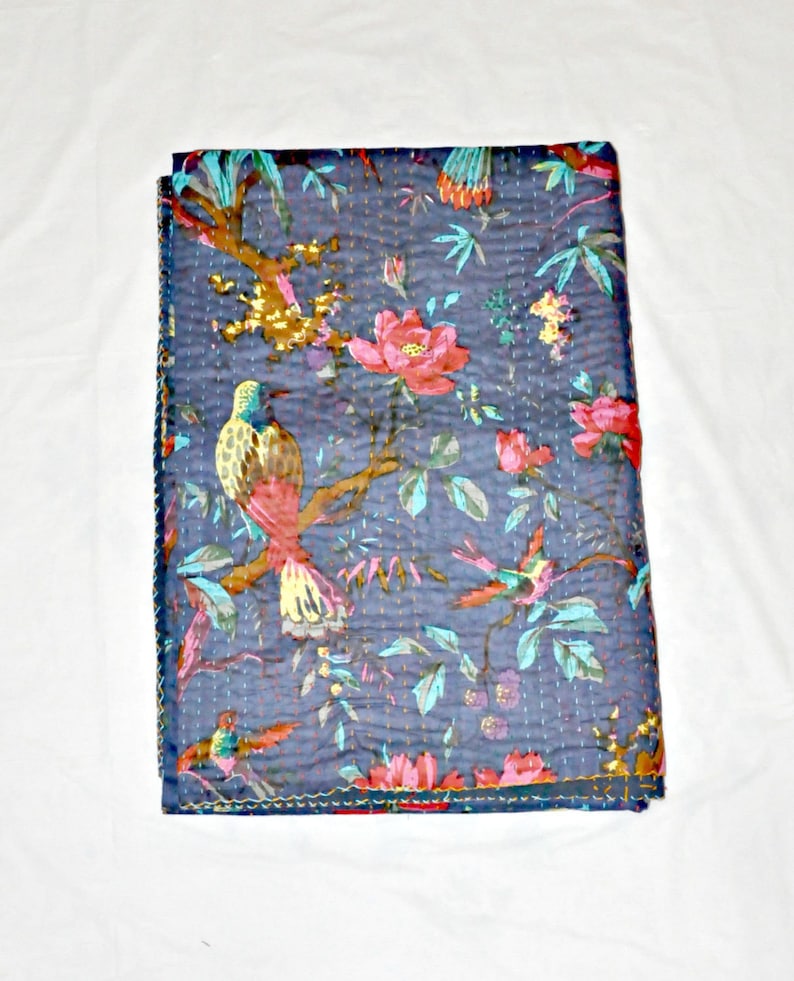 Indian Throws And Bedspreads Ethnic Crafts Grey - Queen Size (90x108 ...