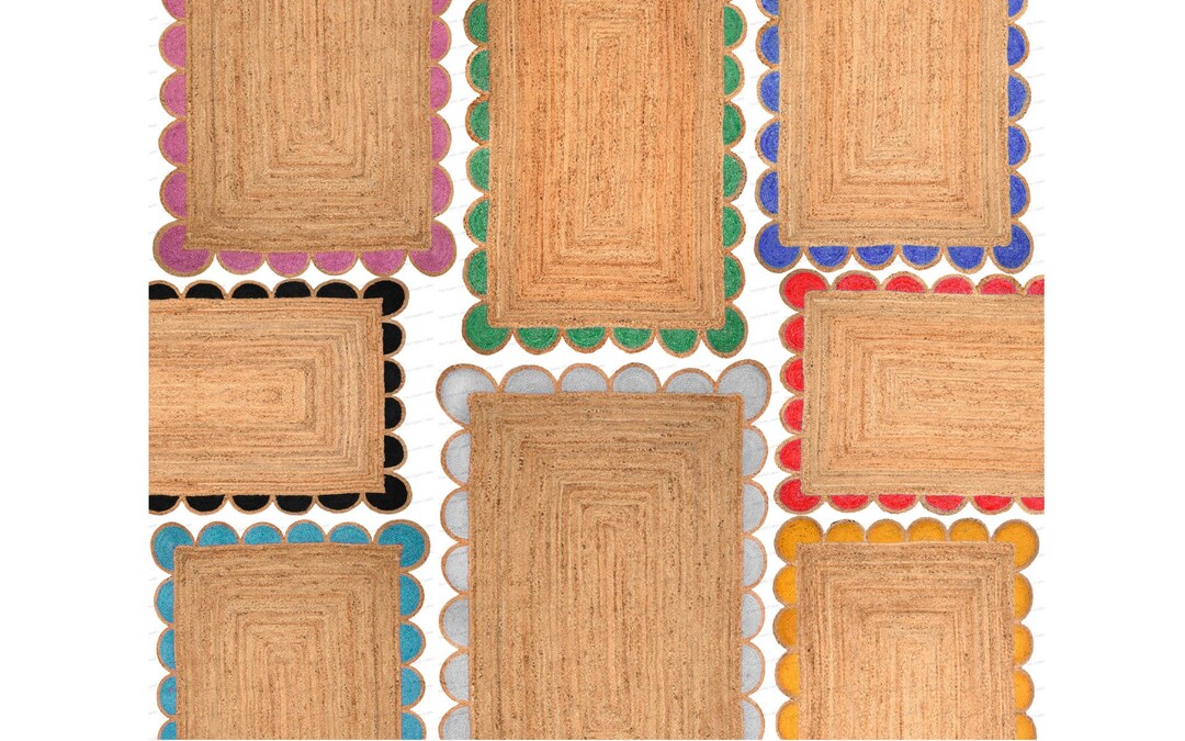 Bohemian Jute Scalloped Hallway Runner 2.5 X 14 Feet, Natural Fiber ...