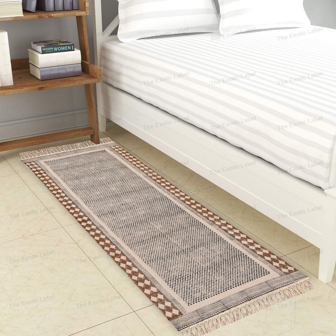 Hand Block Printed Cotton Hallway Runner 2 X 12 Ft, Soft Antique ...