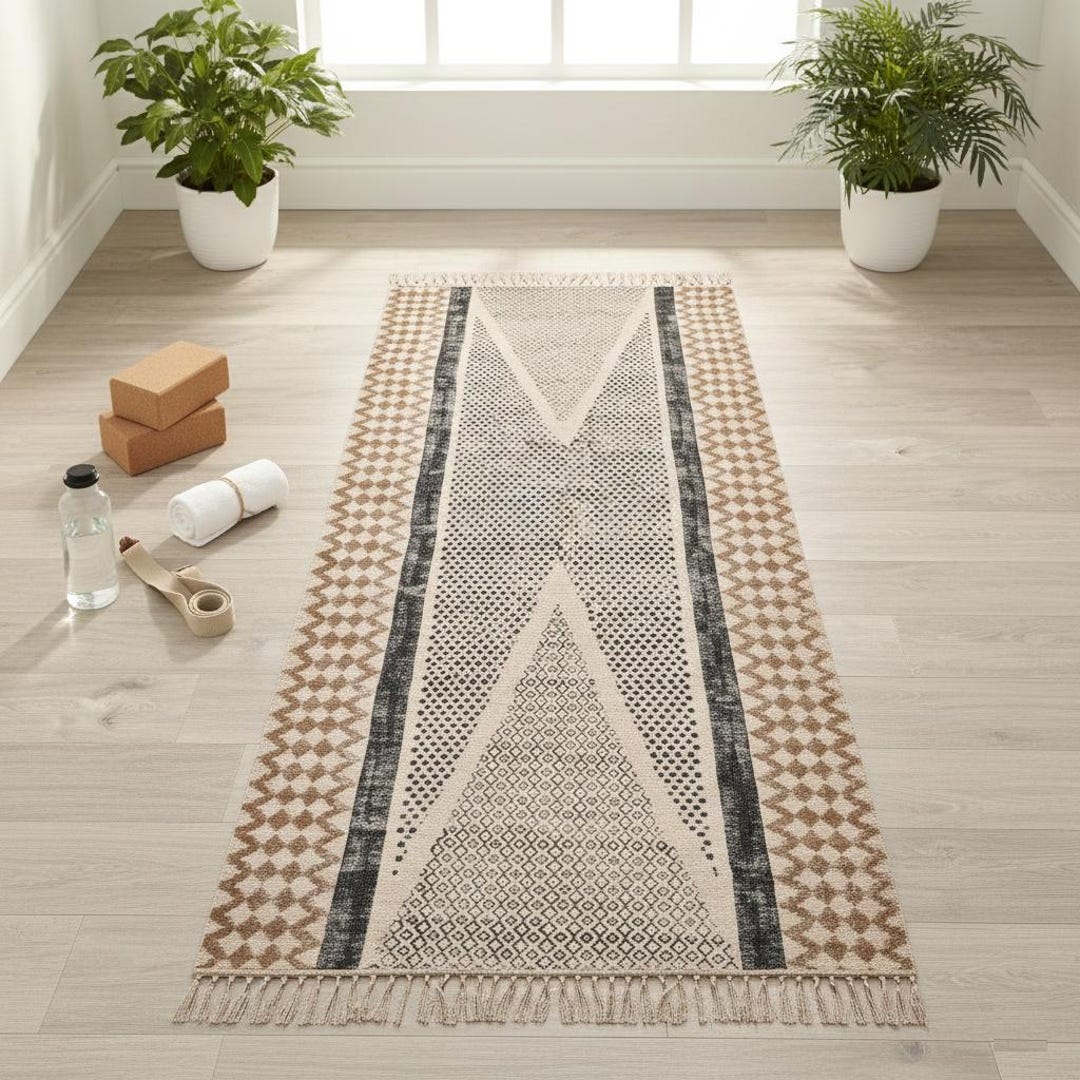 Non Slip Bathroom Rug Runner, Washable Cotton Runner Rug for Hallway ...