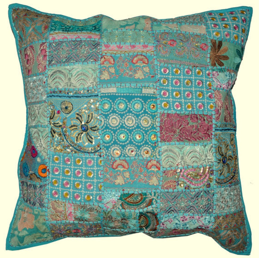Blue Patchwork Cushions for Couch Decorative Throw Pillows - Etsy