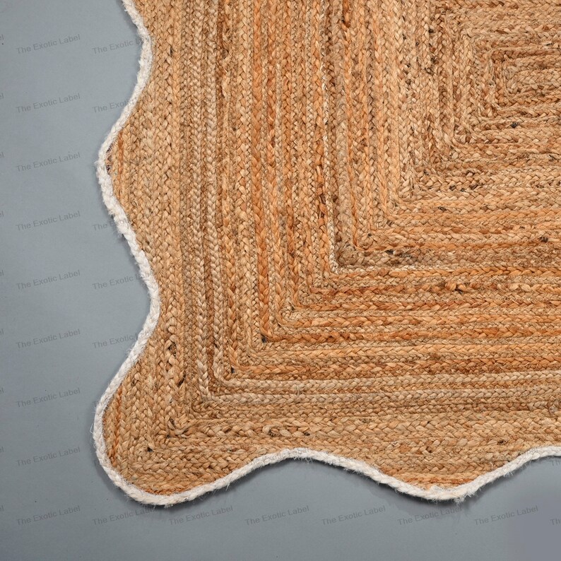 Wavy Edge Jute Rug Runner Jute Scalloped Rug for Dining Room - Etsy