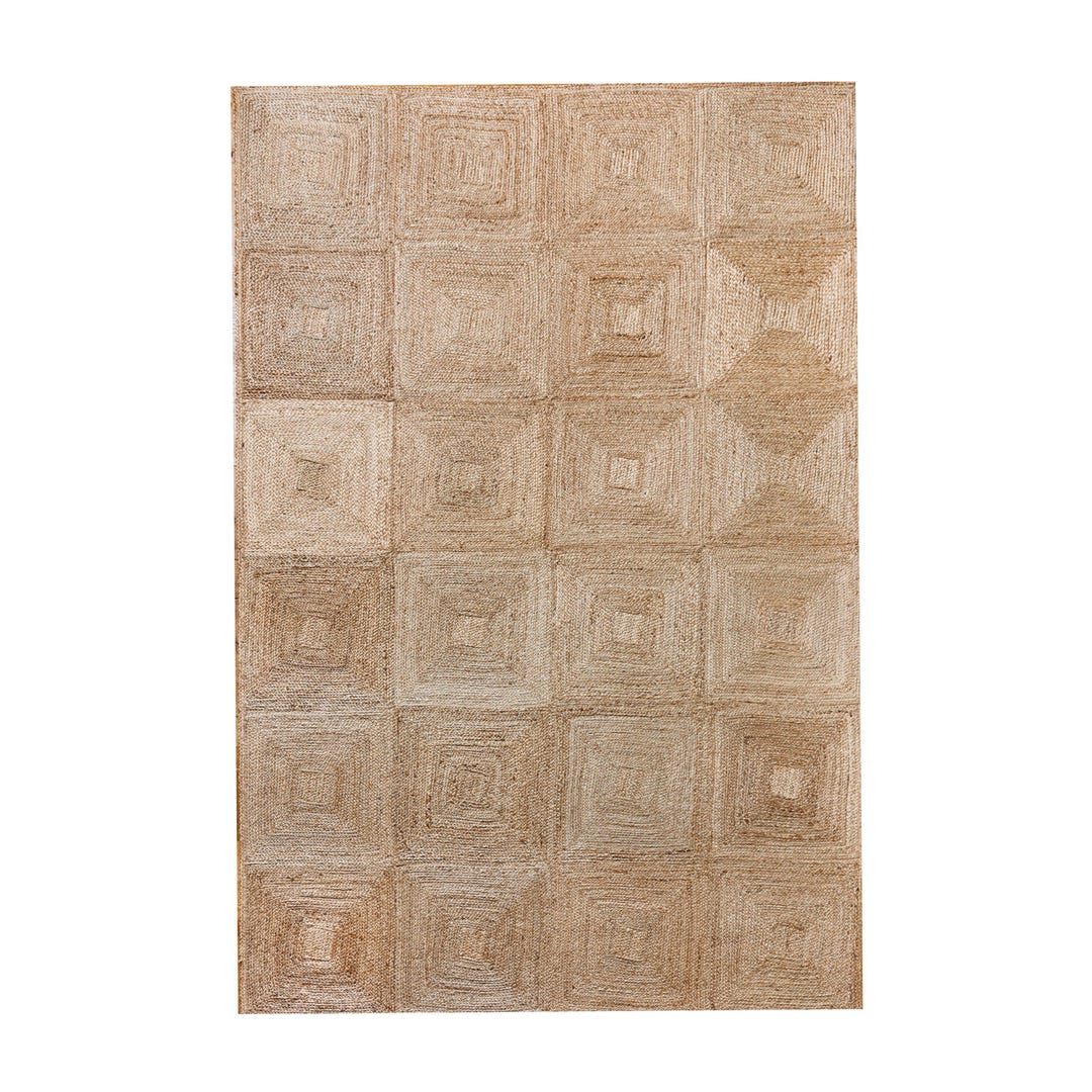 Jute Area Rug 8X10, Bohemian Area Rug, Natural Jute Rug, Box Pattern ...