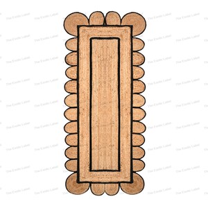 Black Border Natural Fiber Jute Scallop Kitchen Runner 3 X 10 Feet ...