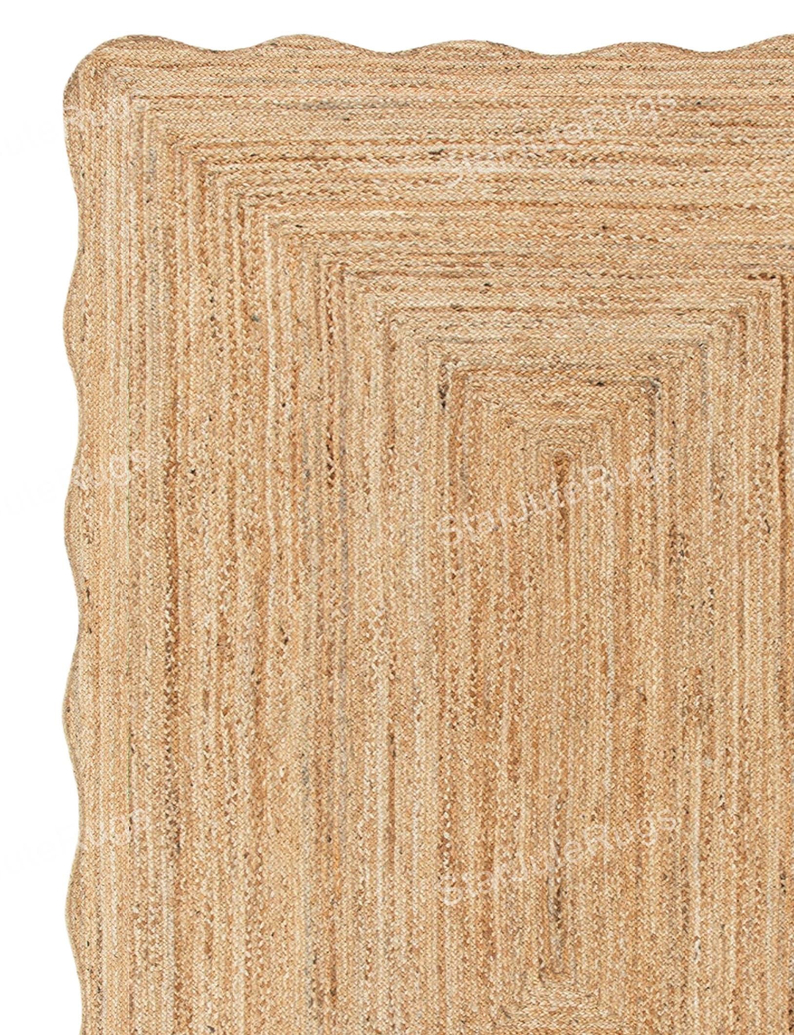 Natural Jute Rug- Wavy Edge Rug, Scalloped Jute Rug Jute Scallop Rug ...