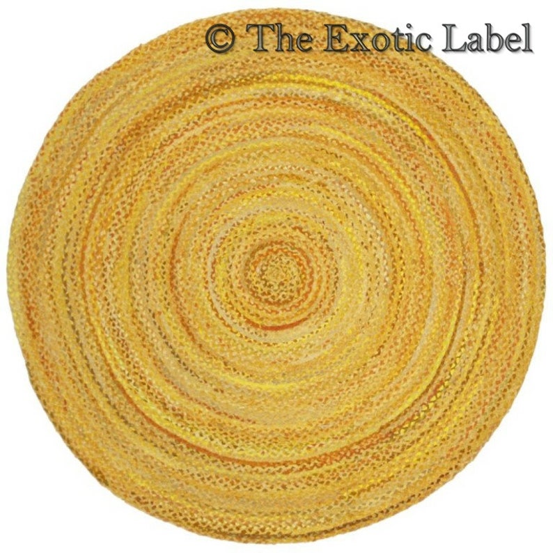 Hand Braided Yellow Round Rug Vintage Pattern Rag Rug Indian | Etsy