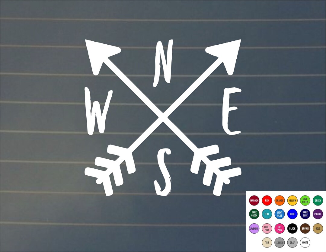 DECAL Compass Car Decal, Compass Decal, North South East West Sticker ...