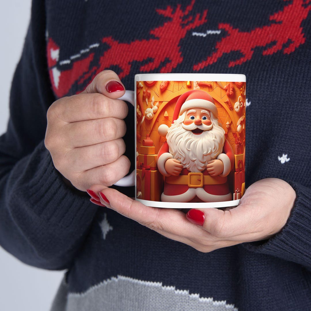 Santa Claus Holiday Scene Mug | Christmas Santa Ceramic Mug - Etsy