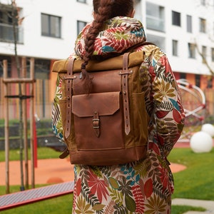 Waxed canvas laptop backpack for Women / Men wax canvas | Etsy