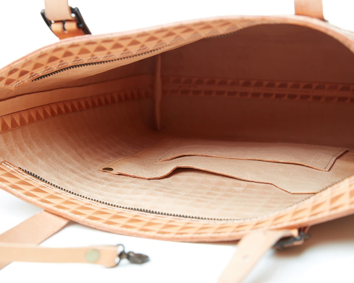 Embossed leather tote bag Women's leather tote bag | Etsy