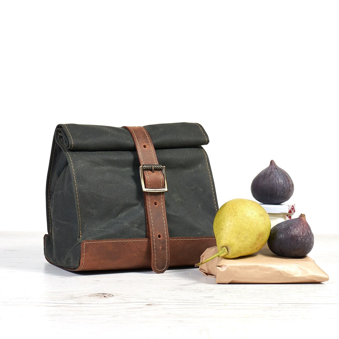 Dark Green Lunch Bag. Lunch Box. School Lunch Bag. Waxed - Etsy