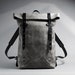Grey Leather Roll Top Backpack. Minimalist Black and Grey Everyday ...