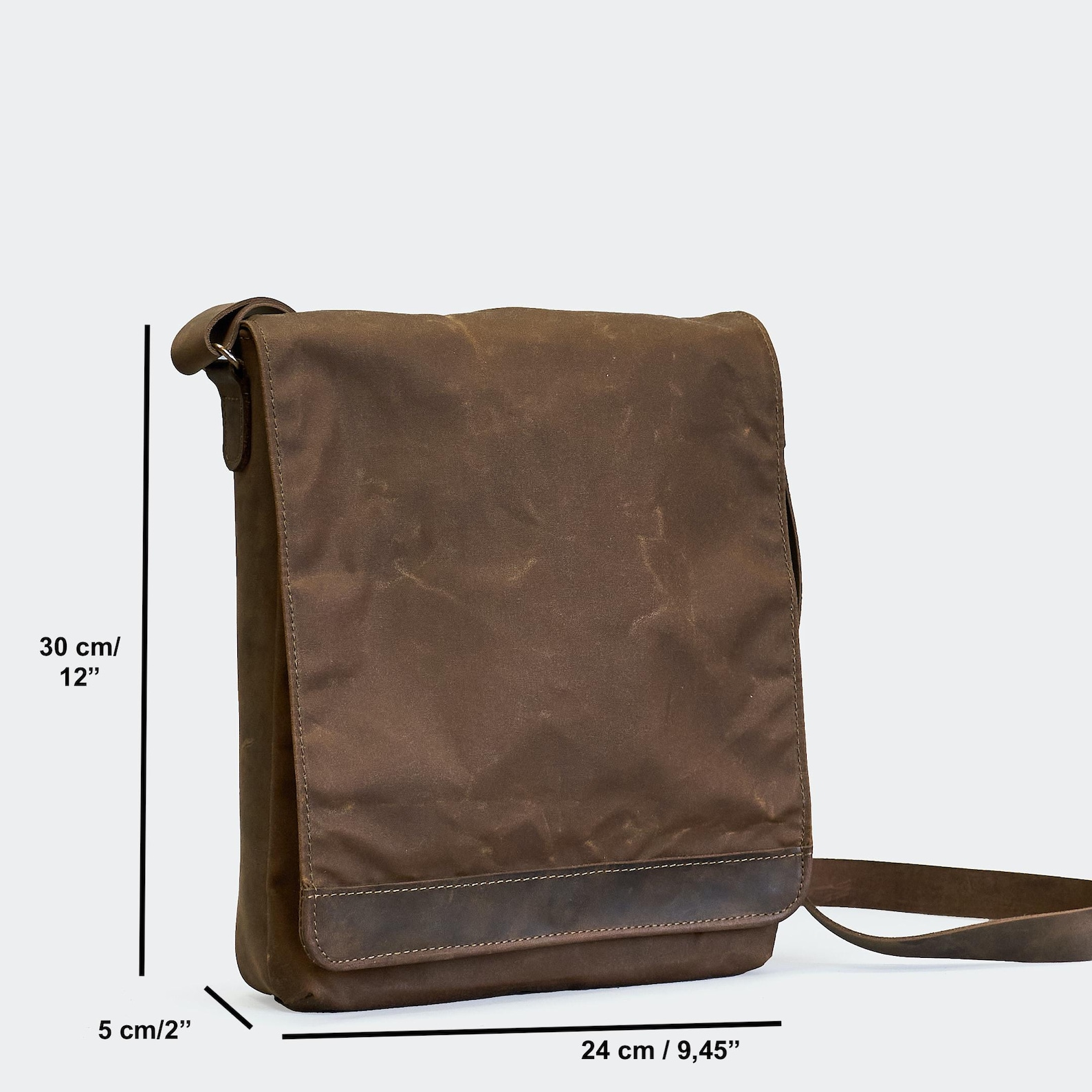 Brown Waxed Canvas Tablet Messenger Bag. Small Men's Crossbody Bag With ...