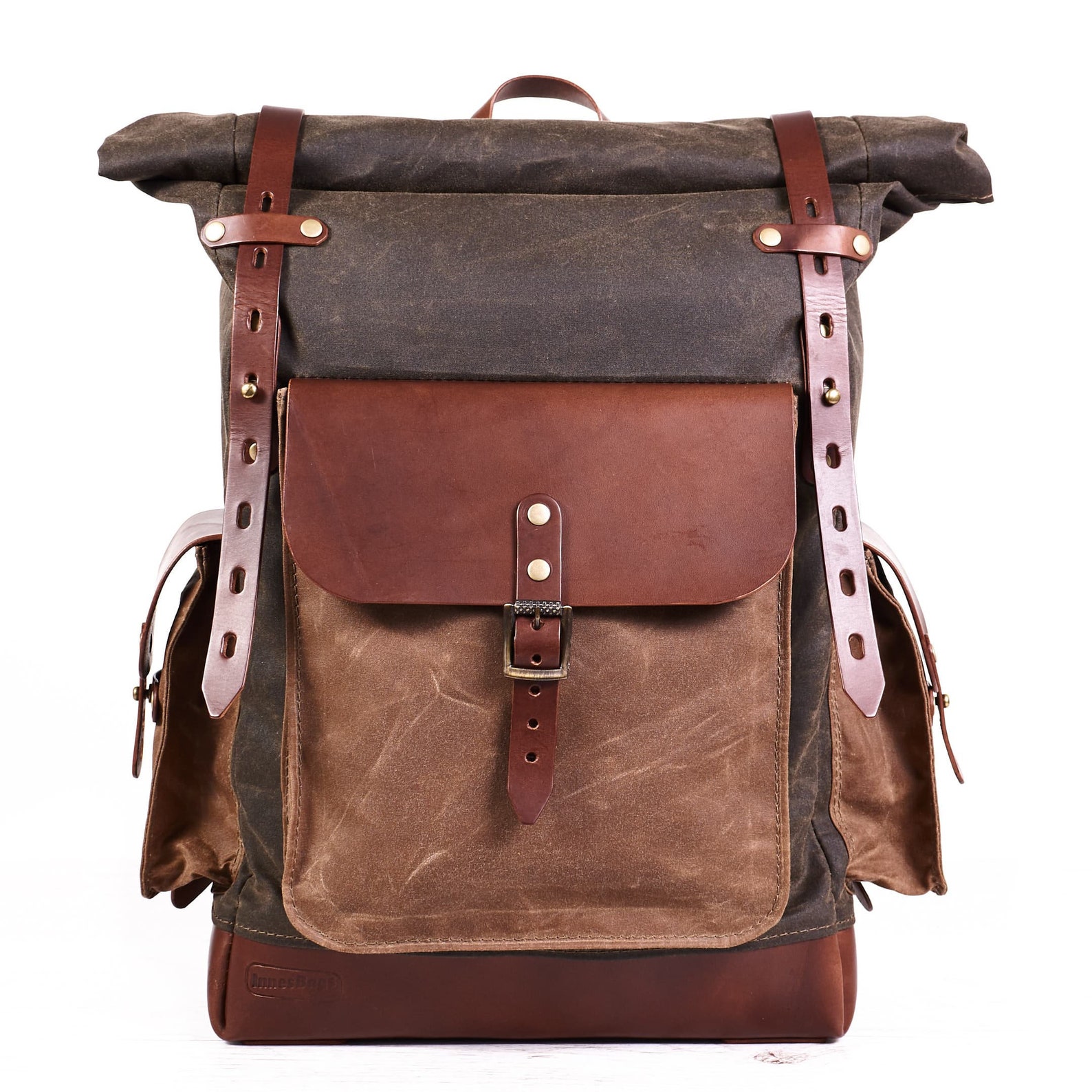 Vintage Style Travel Roll Top Rucksack. Waxed Canvas Laptop - Etsy