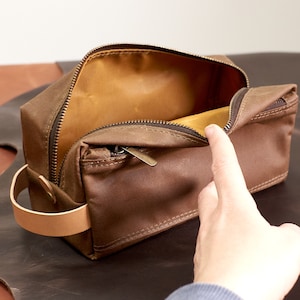 Personalized Dopp Kit. Travel Waxed Canvas Toiletry Kit. Waterproof ...