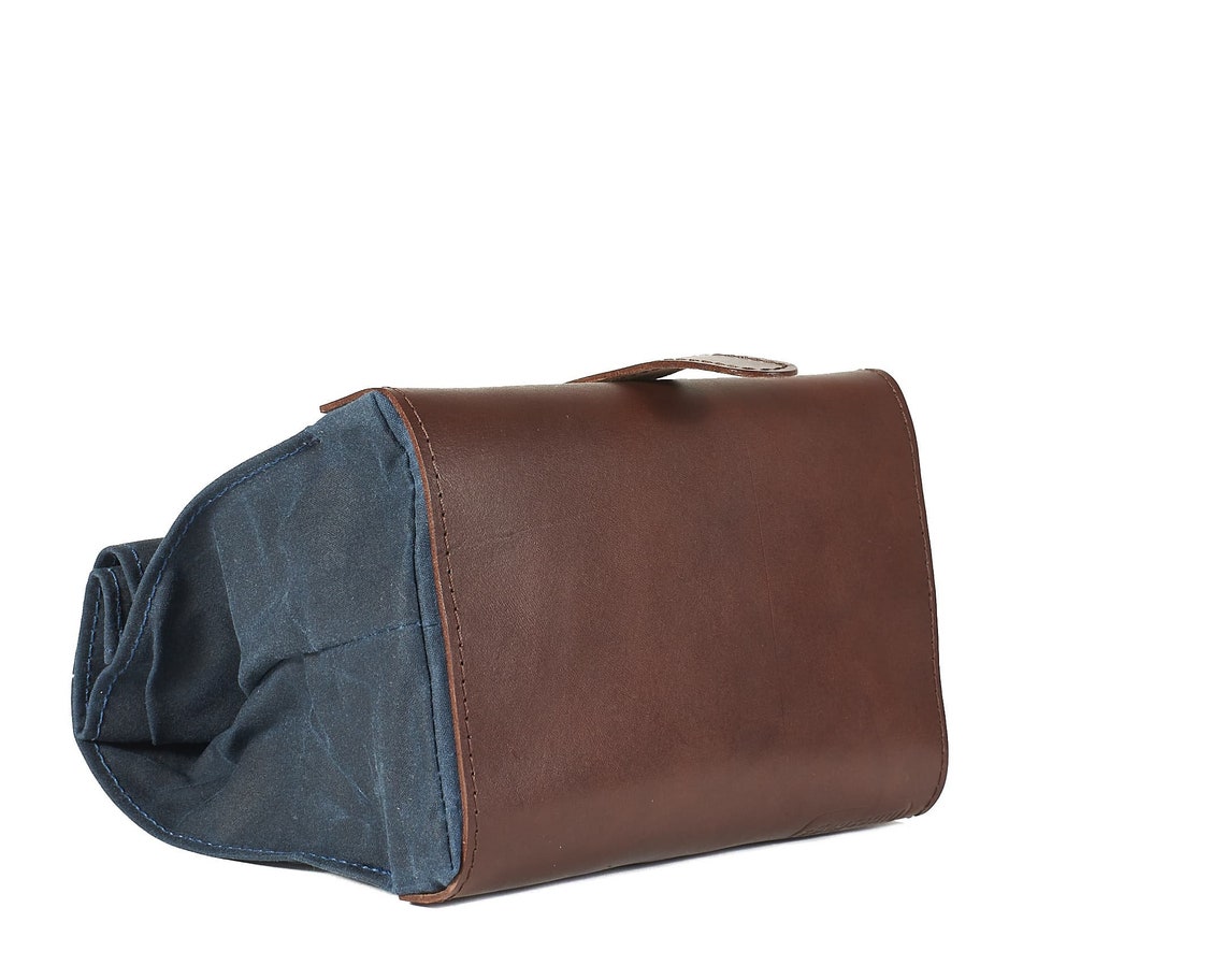 Blue Lunch Bag. Lunch Box. School Lunch Bag. Waxed Canvas and | Etsy