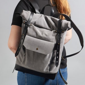 Grey Suede Leather Backpack. Laptop Rucksack for Women for Everyday ...