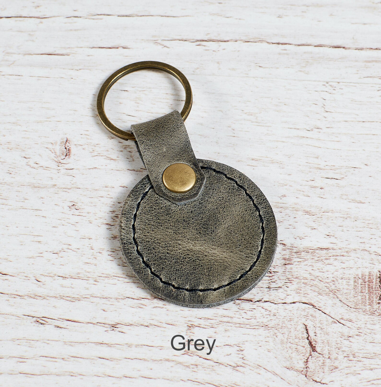 Round Leather Keychains With Engraving. Monogrammed Keyring. Custom ...