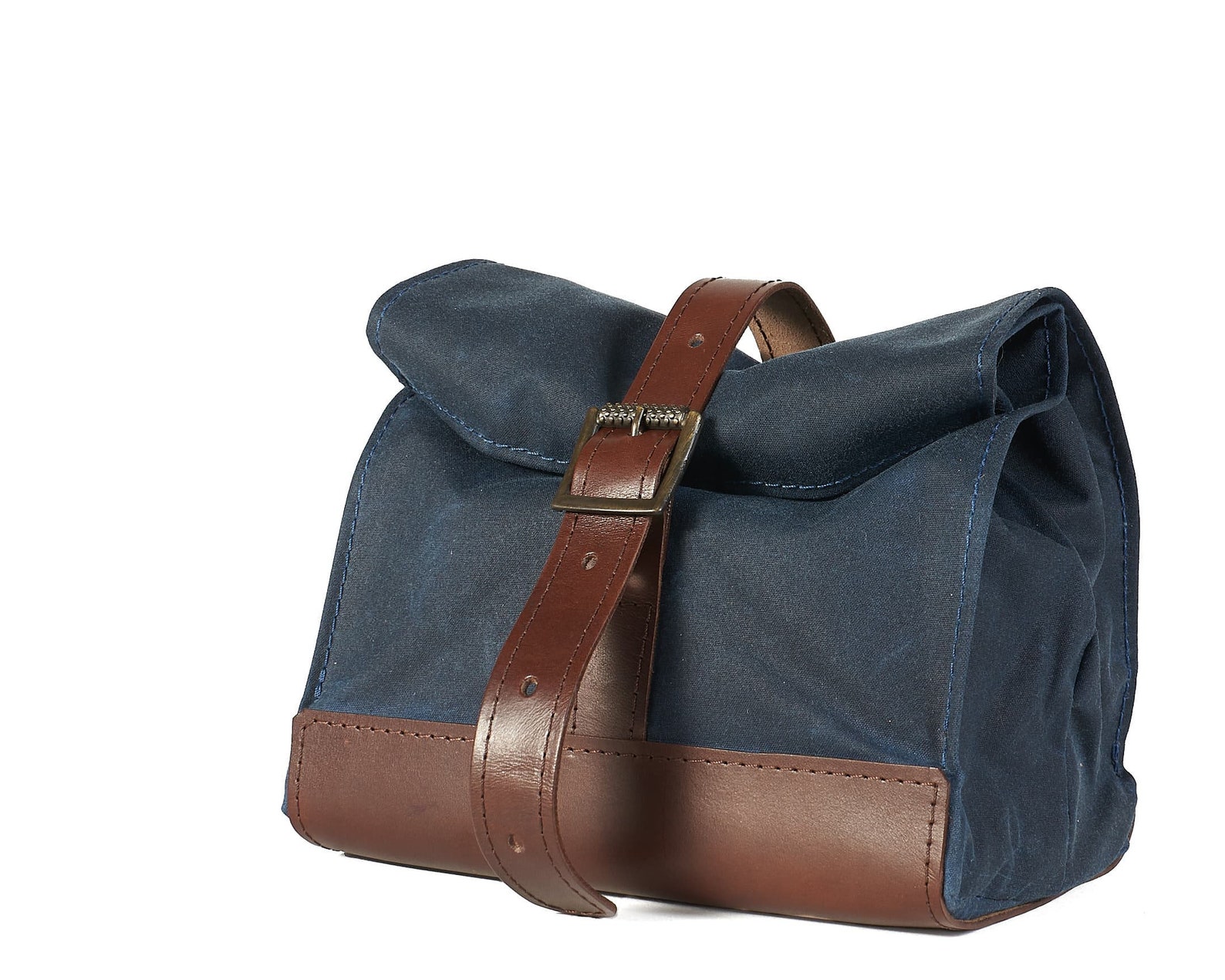 Blue Lunch Bag. Lunch Box. School Lunch Bag. Waxed Canvas and | Etsy