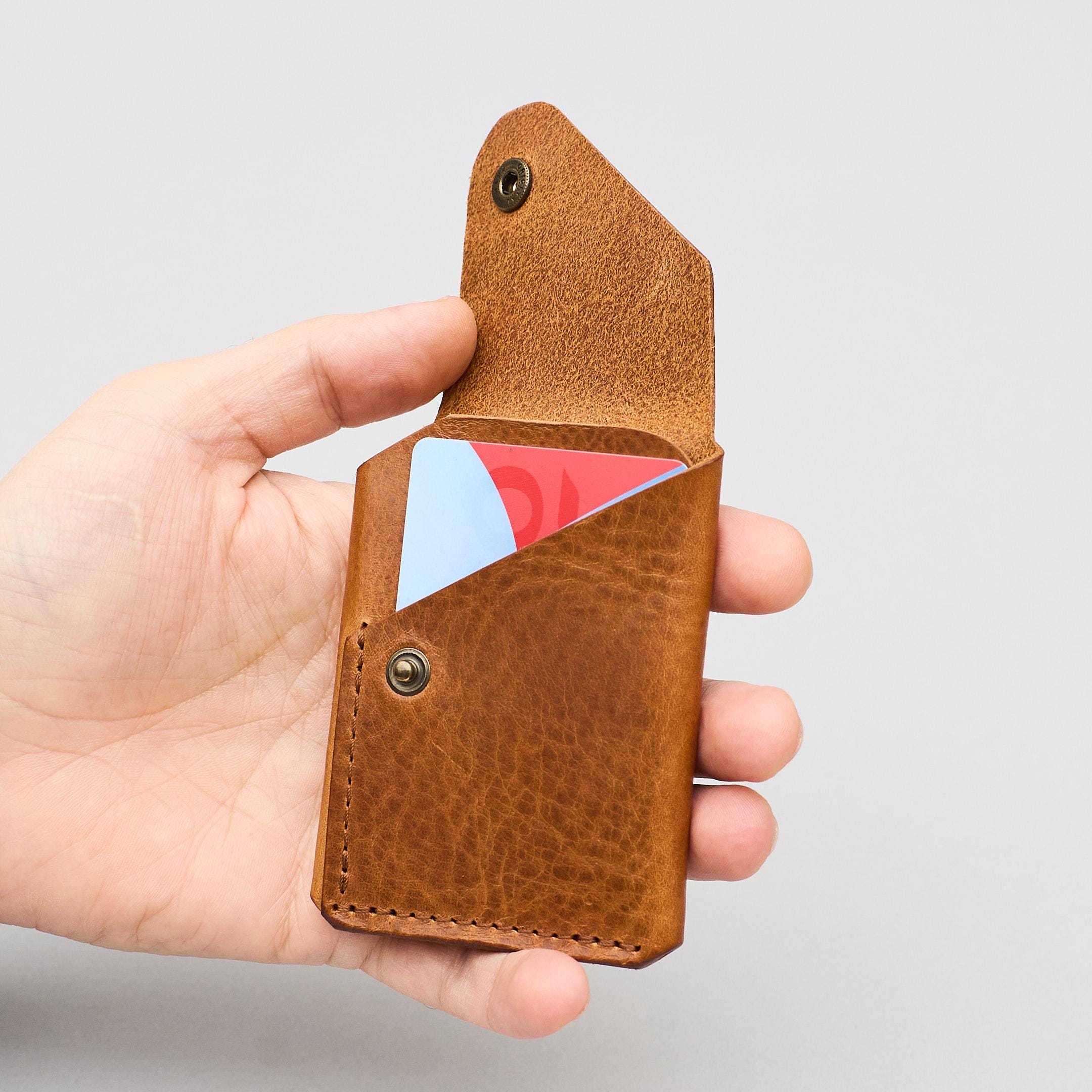 Front Pocket Leather Wallet. Minimalist Slim Card Holder. Personalized ...