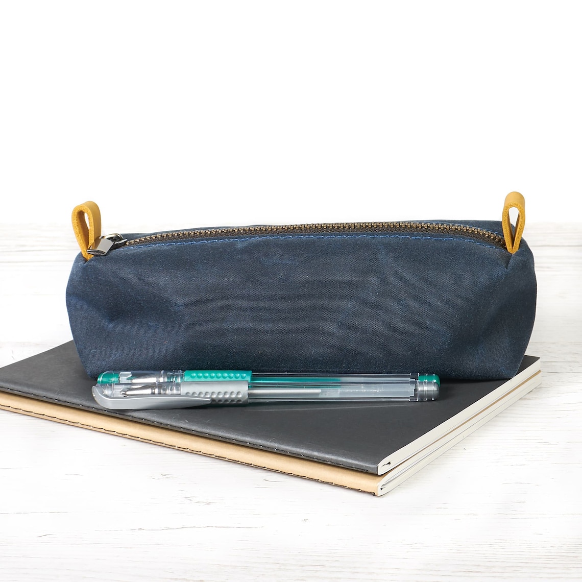 Waxed Canvas Zipper Pencil Pouch. Fabric Pen and Pencil Case - Etsy