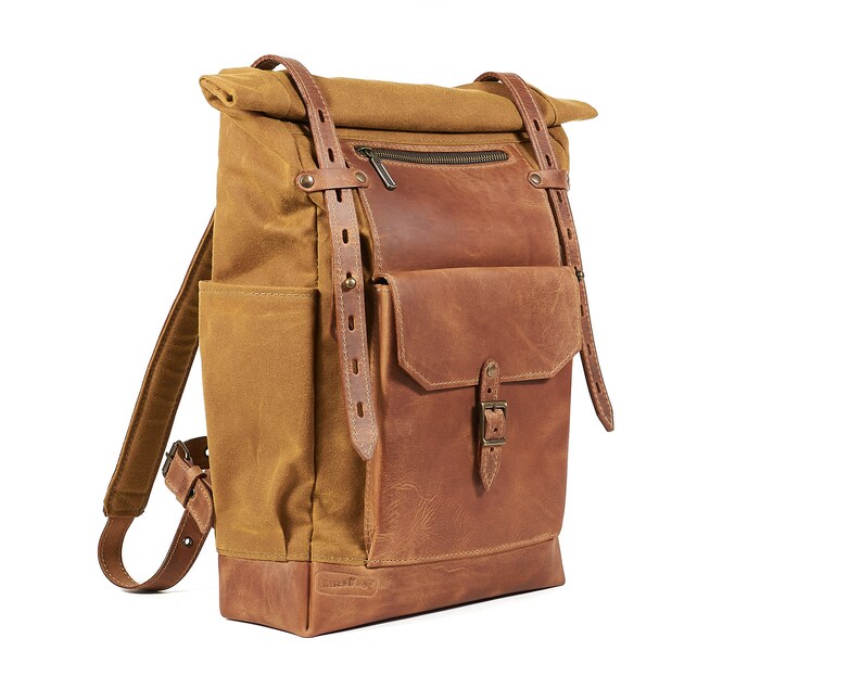 Waxed Canvas Laptop Backpack for Women / Men Wax Canvas | Etsy