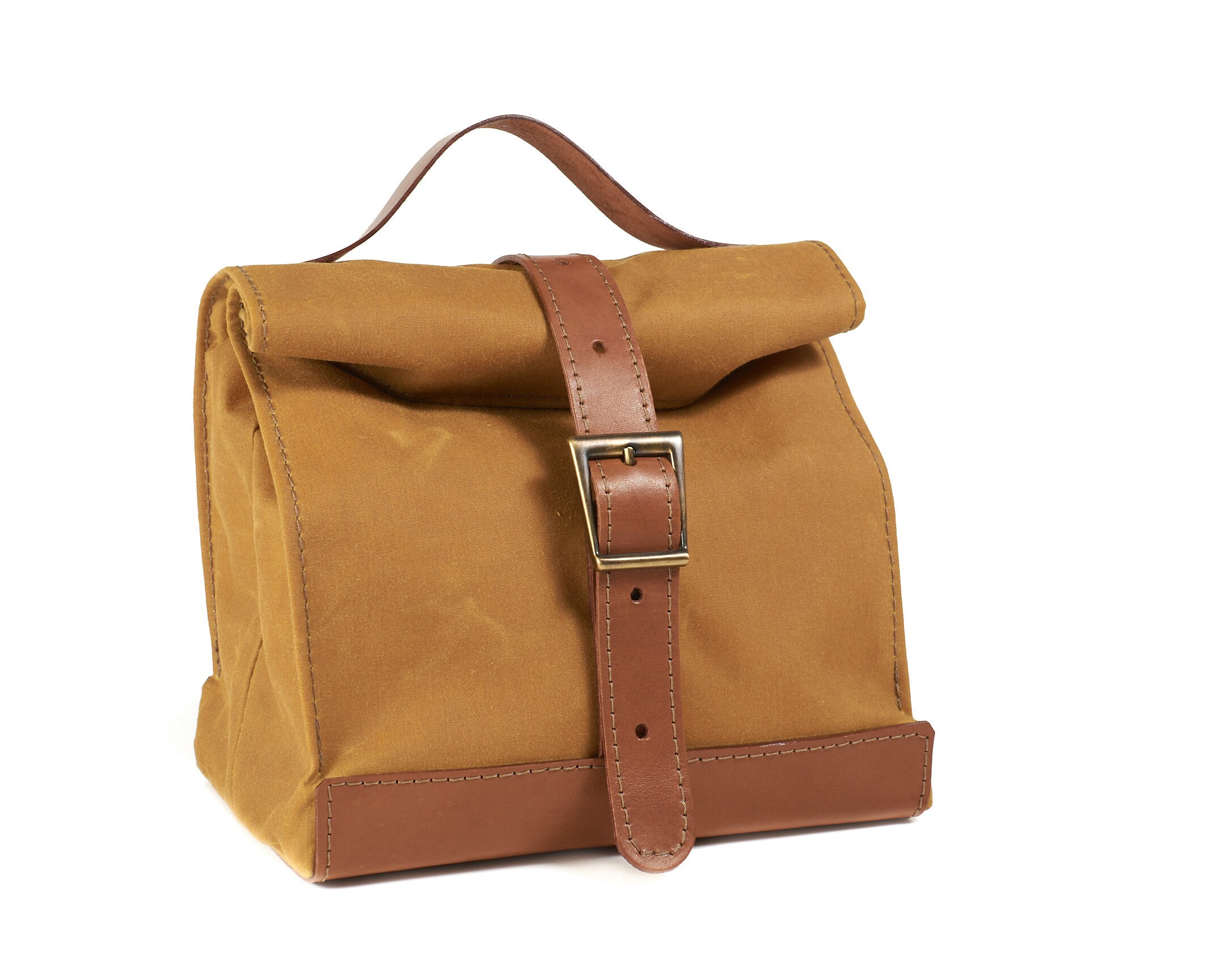 Waxed Canvas Lunch Bag. Waterproof Lunch Box With Leather | Etsy