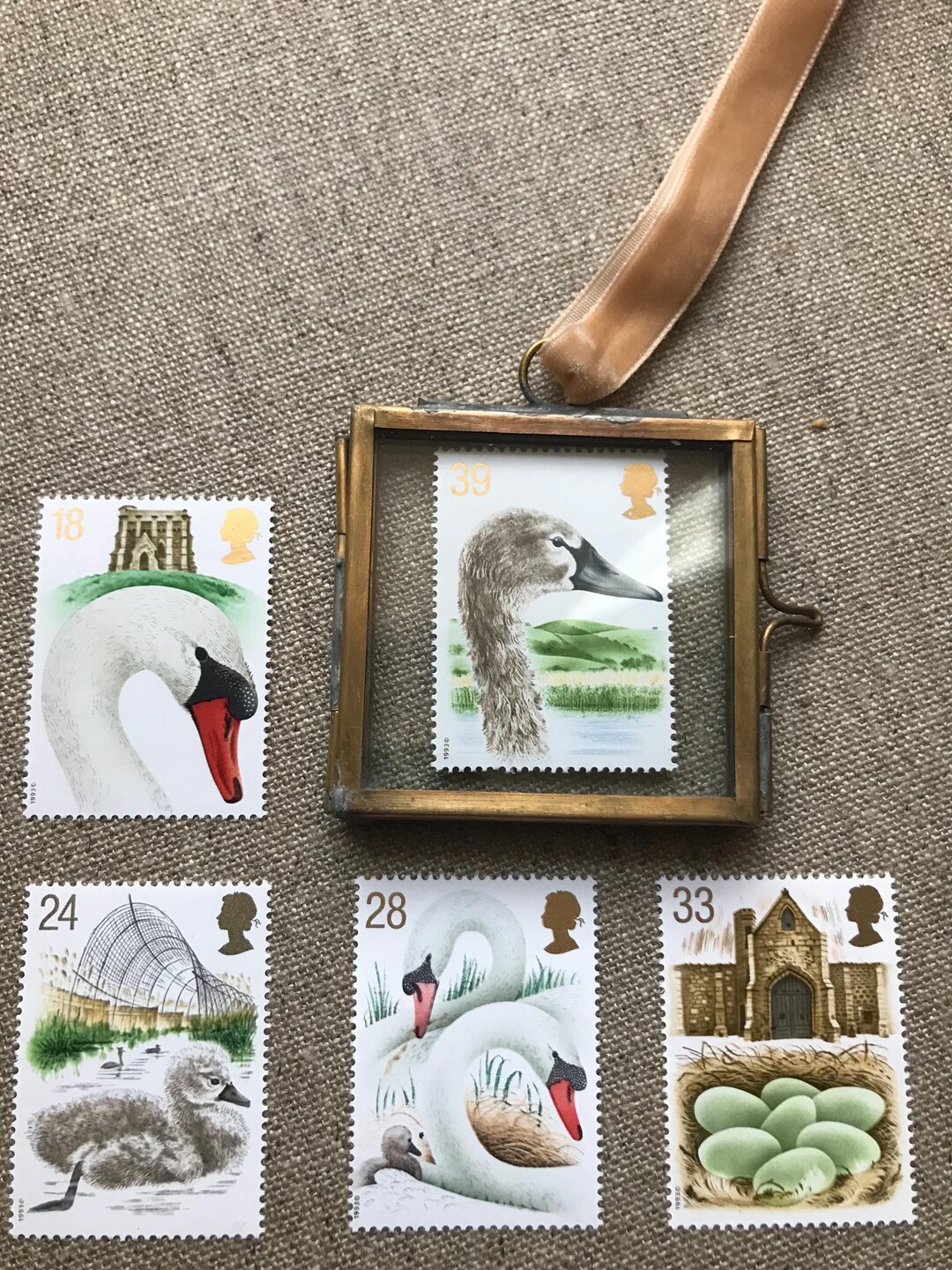 24p Abbotsbury Swannery Swans Stamp Art TINY Frame 2 - Etsy