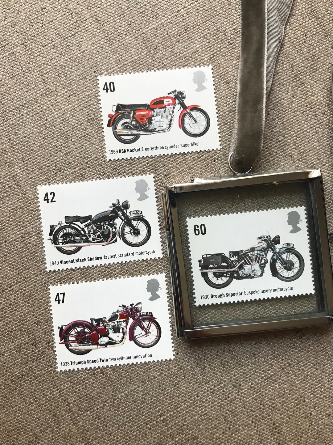 1969 BSA Rocket 3 40p the Motorcycles 2005 Stamp Art TINY Frame 2 - Etsy