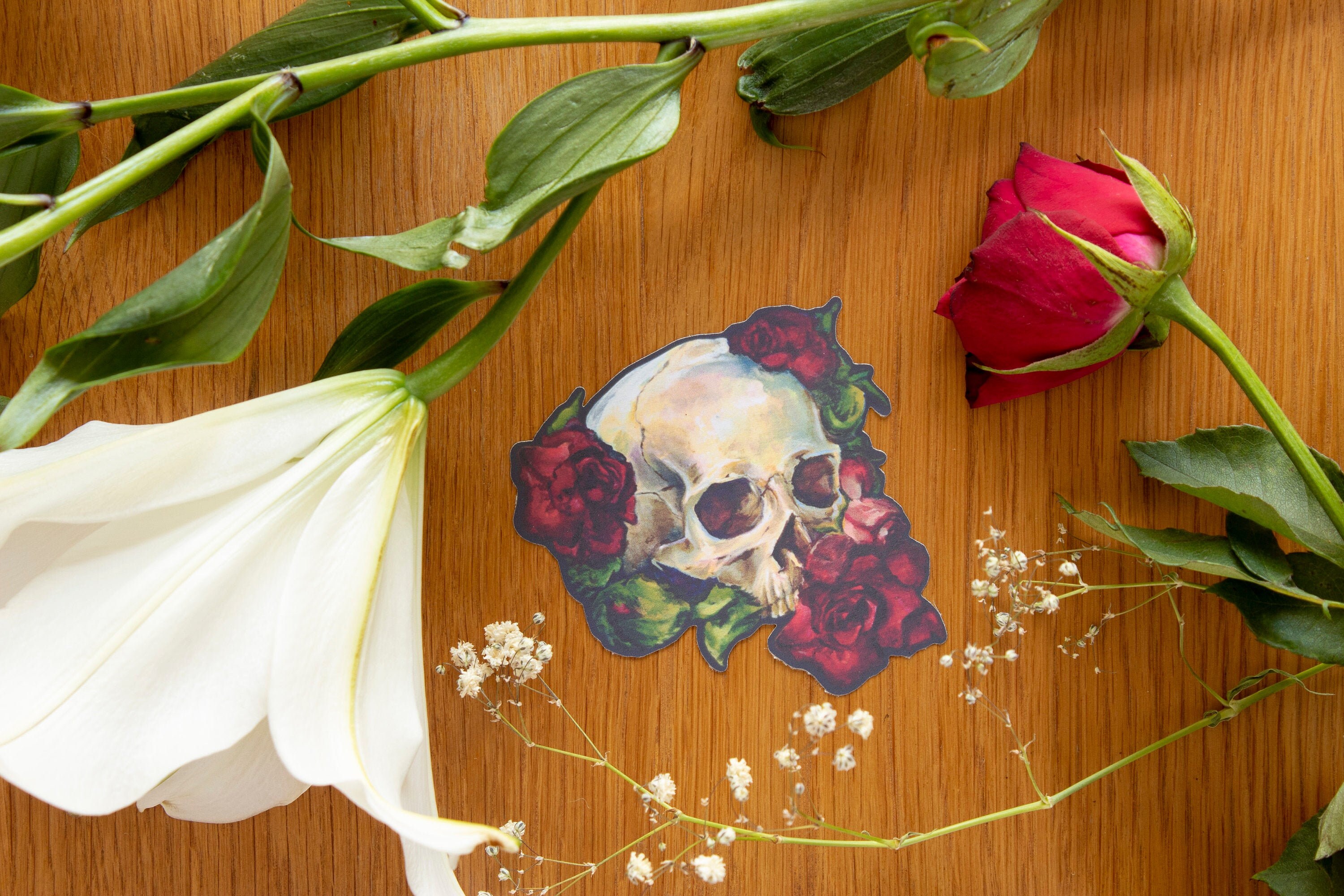 Jumbo Skull and Roses Stickers - Etsy