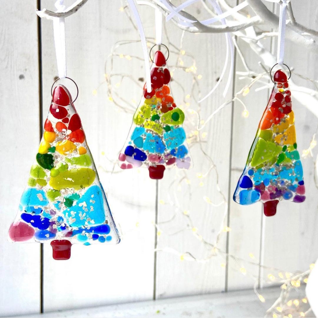 Fused Glass Christmas Tree Craft Kit: Rainbow Decorations (make at Home ...