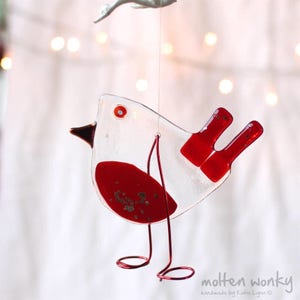Robin Red Breast Christmas Hanging Decoration With Swinging Legs and ...