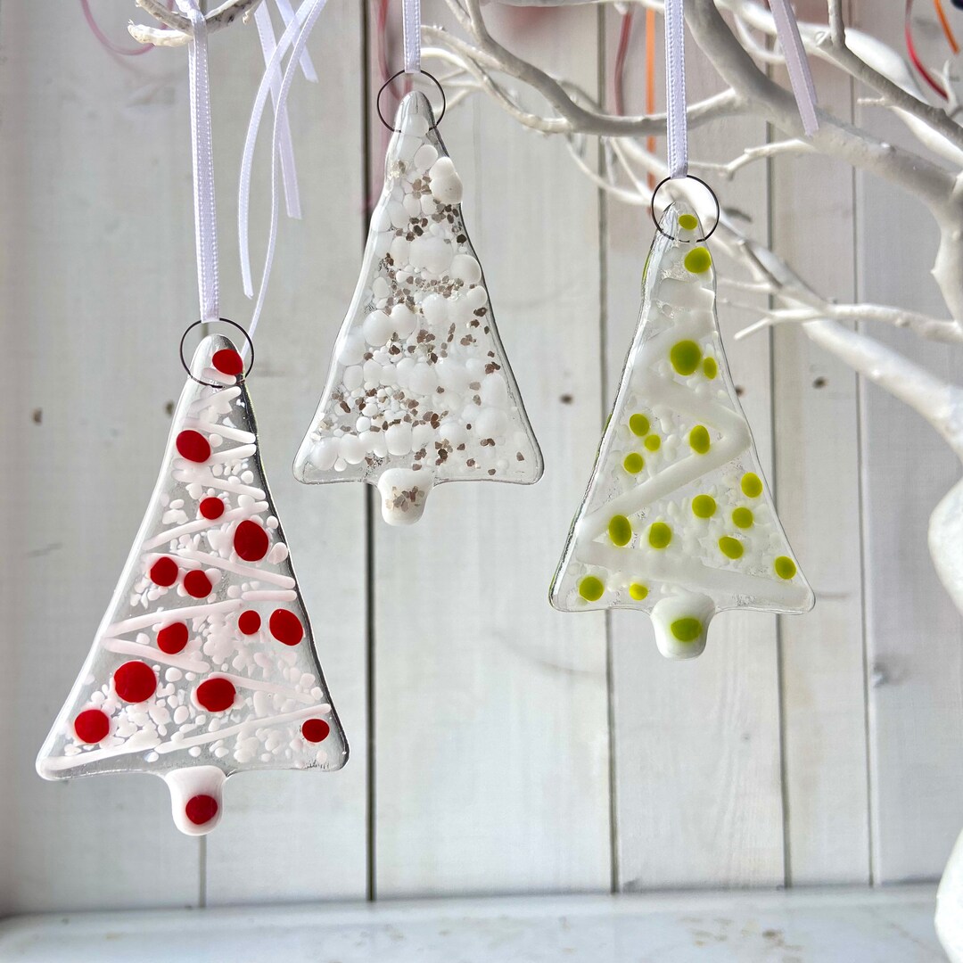 Make at Home Craft Christmas Mini Tree Kit White Red and Green Glass ...