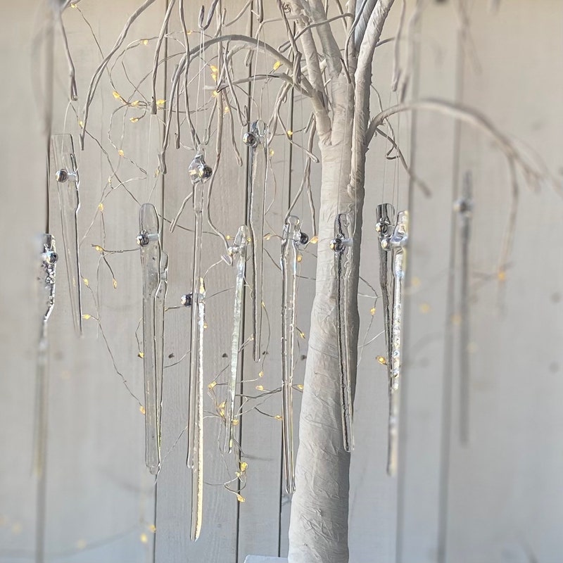 Icicle Fused Glass Ornament - Etsy