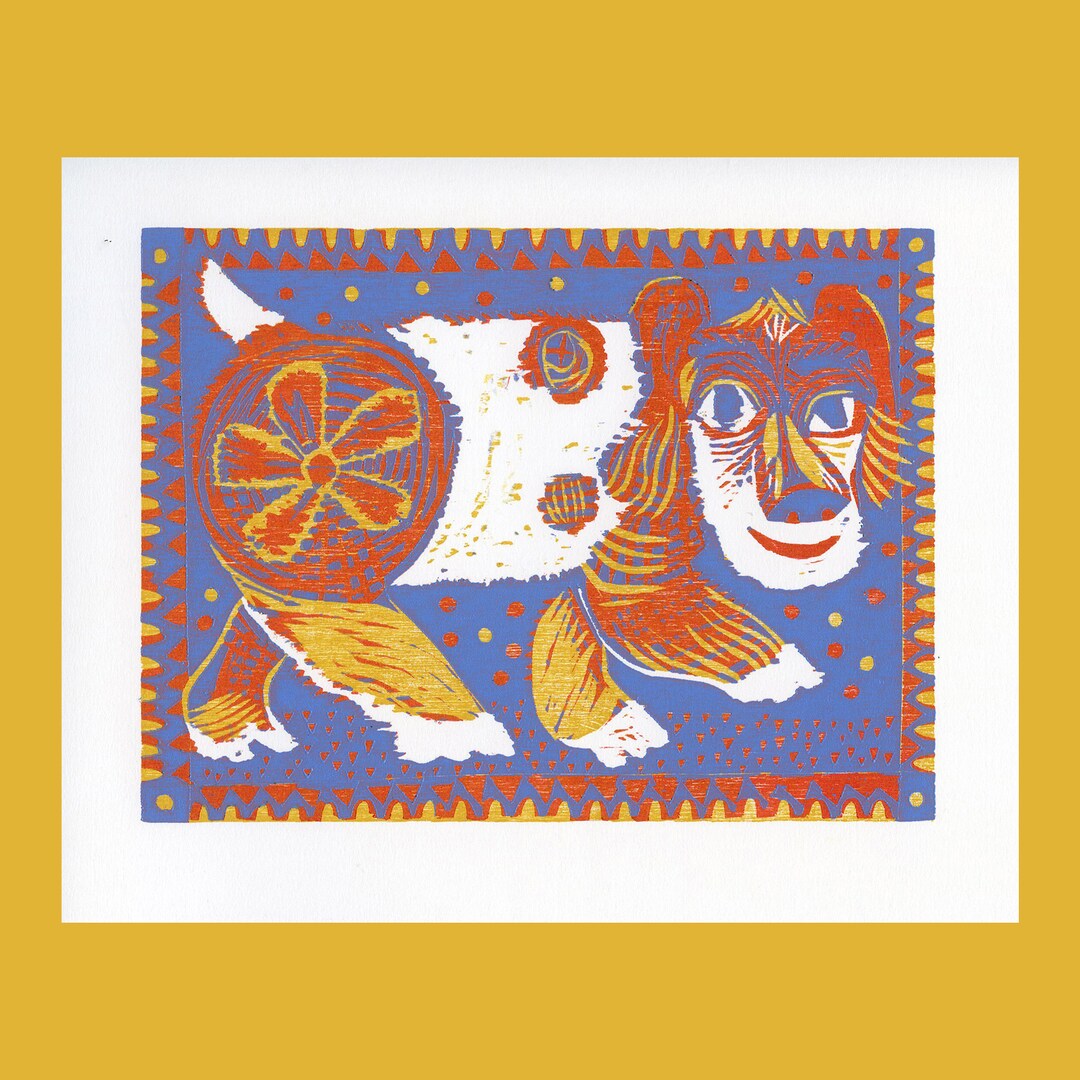 Lucky Dog Limited Edition Woodcut Print - Etsy