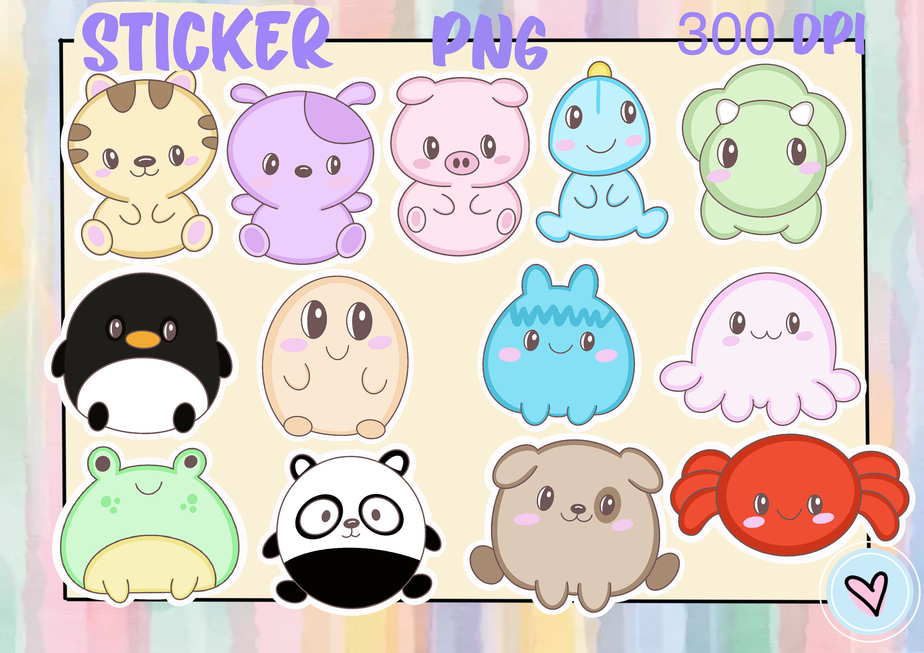 Printable Vinyl Stickers PNG Stickers Animals Girl Boy Baby Print and ...