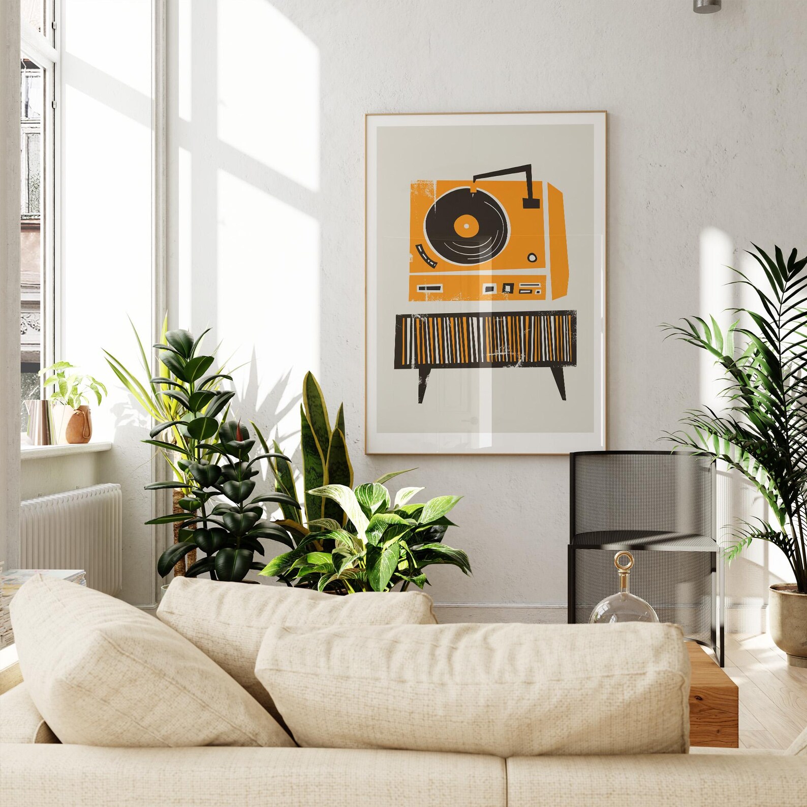 Record Player Print: Orange Turntable Vinyl Deck Art - Etsy