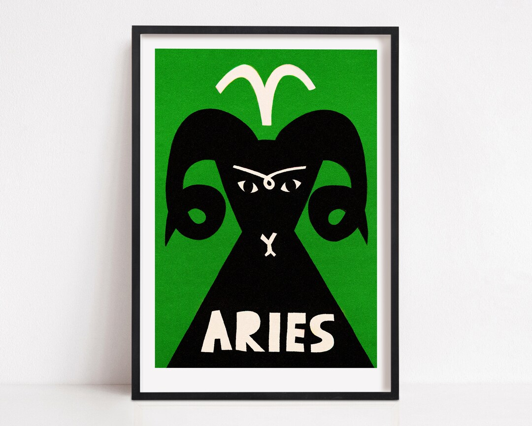 Aries Star Sign Print: Green Zodiac Astrology Art - Etsy UK