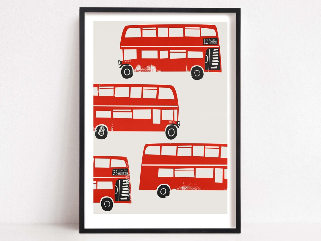 London Double Decker Bus Print: Red Transport Poster for Kids Room - Etsy