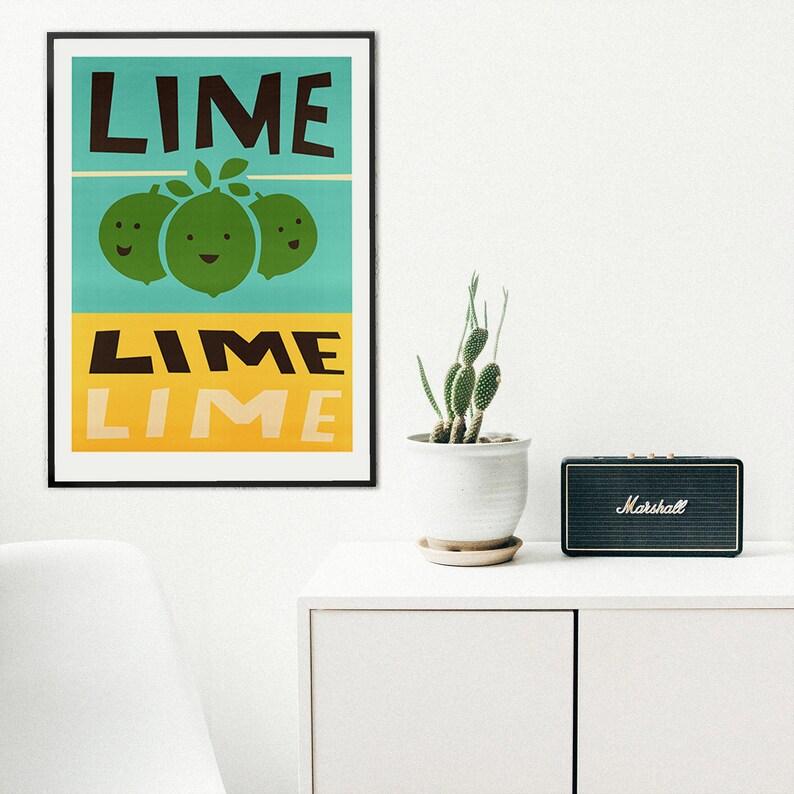 Lime Print Retro Kitchen Poster Mid Century Art Gift for | Etsy