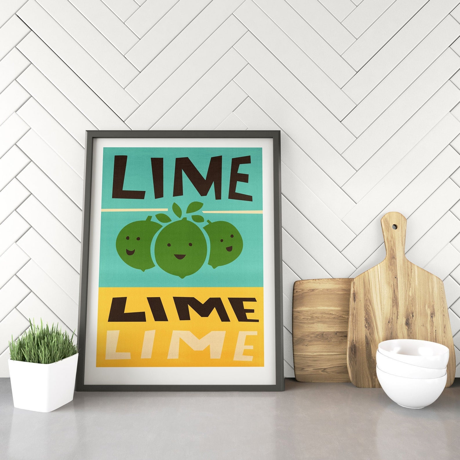 Lime Print Retro Kitchen Poster Mid Century Art Gift for - Etsy