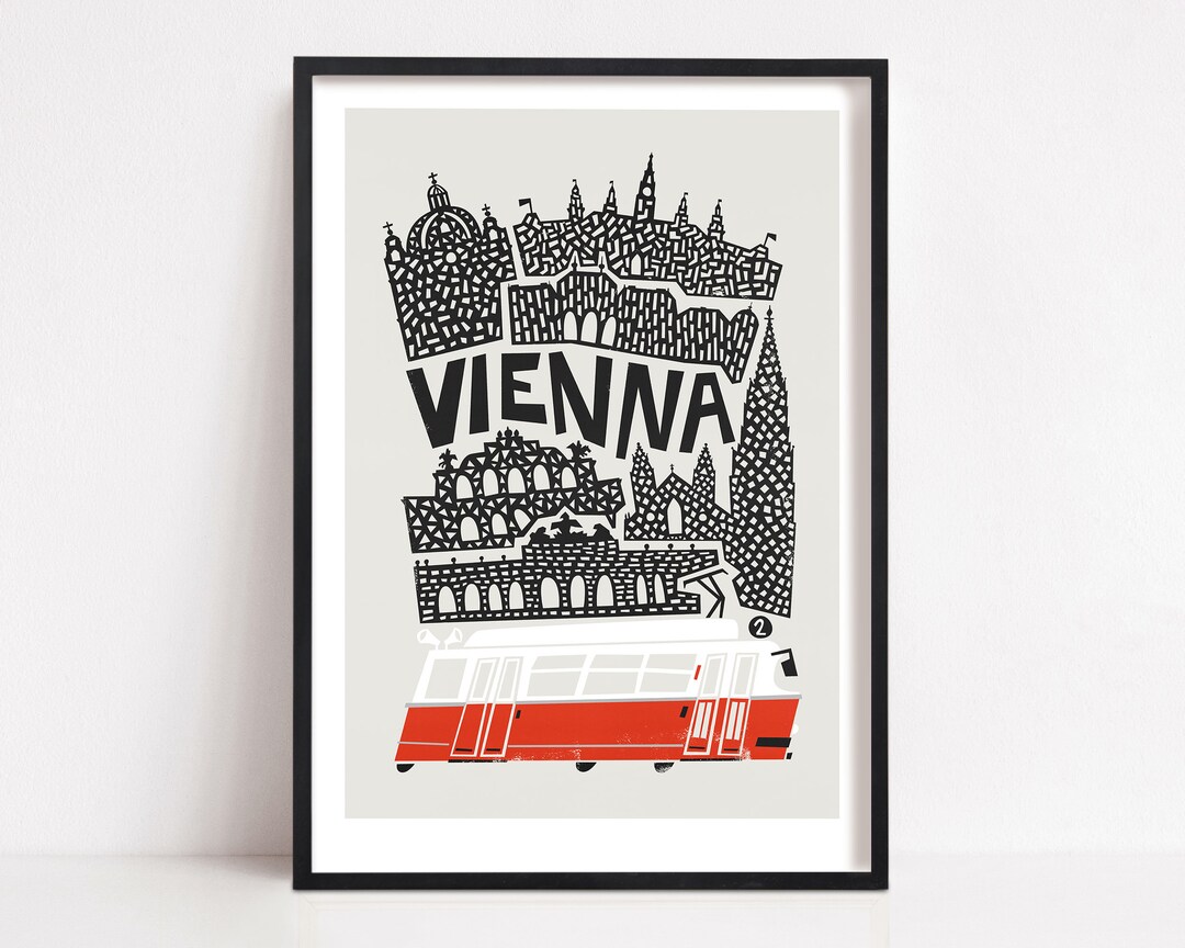 Vienna Print, World Travel Art, City Print, Retro Travel Art, Austria ...