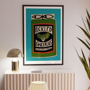 Gherkins Food Art Print: Blue Kitchen Decor - Etsy