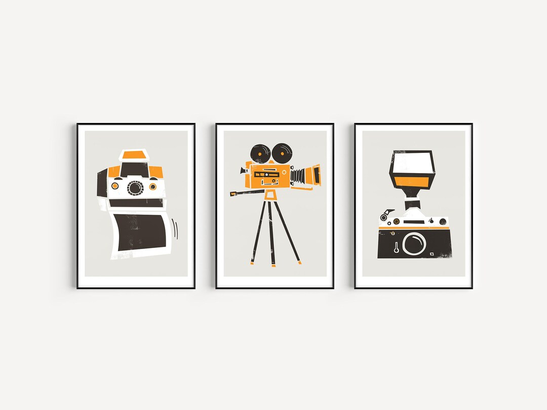 Vintage Camera Prints Set: Mid-century Modern Photography Art - Etsy UK