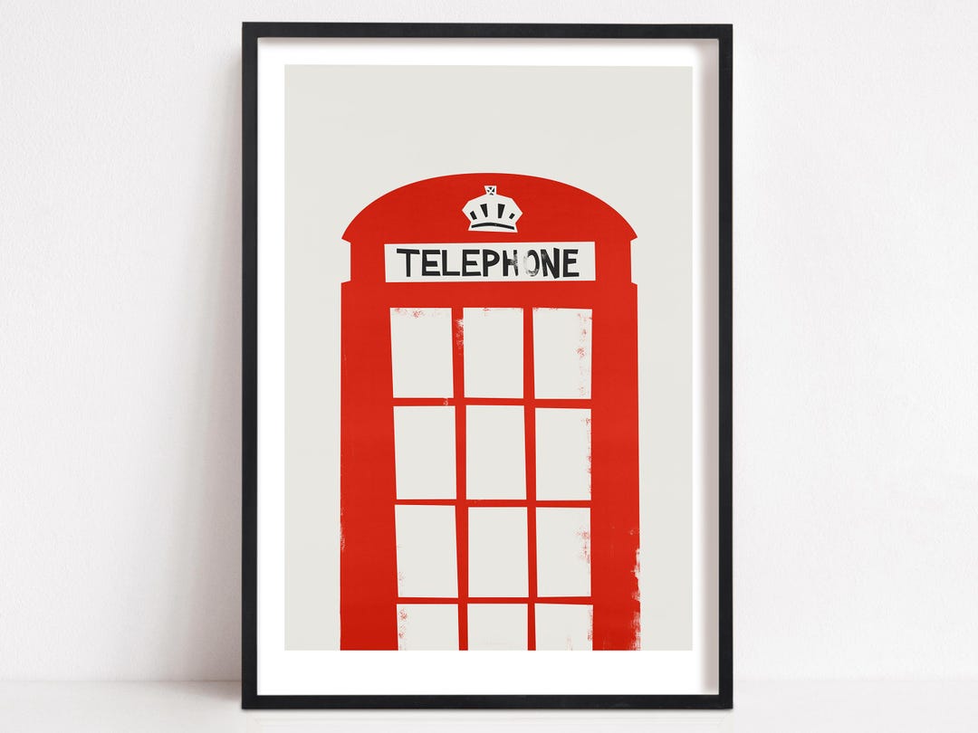 London Red Telephone Box Print: Mid Century Themed Travel Art - Etsy UK