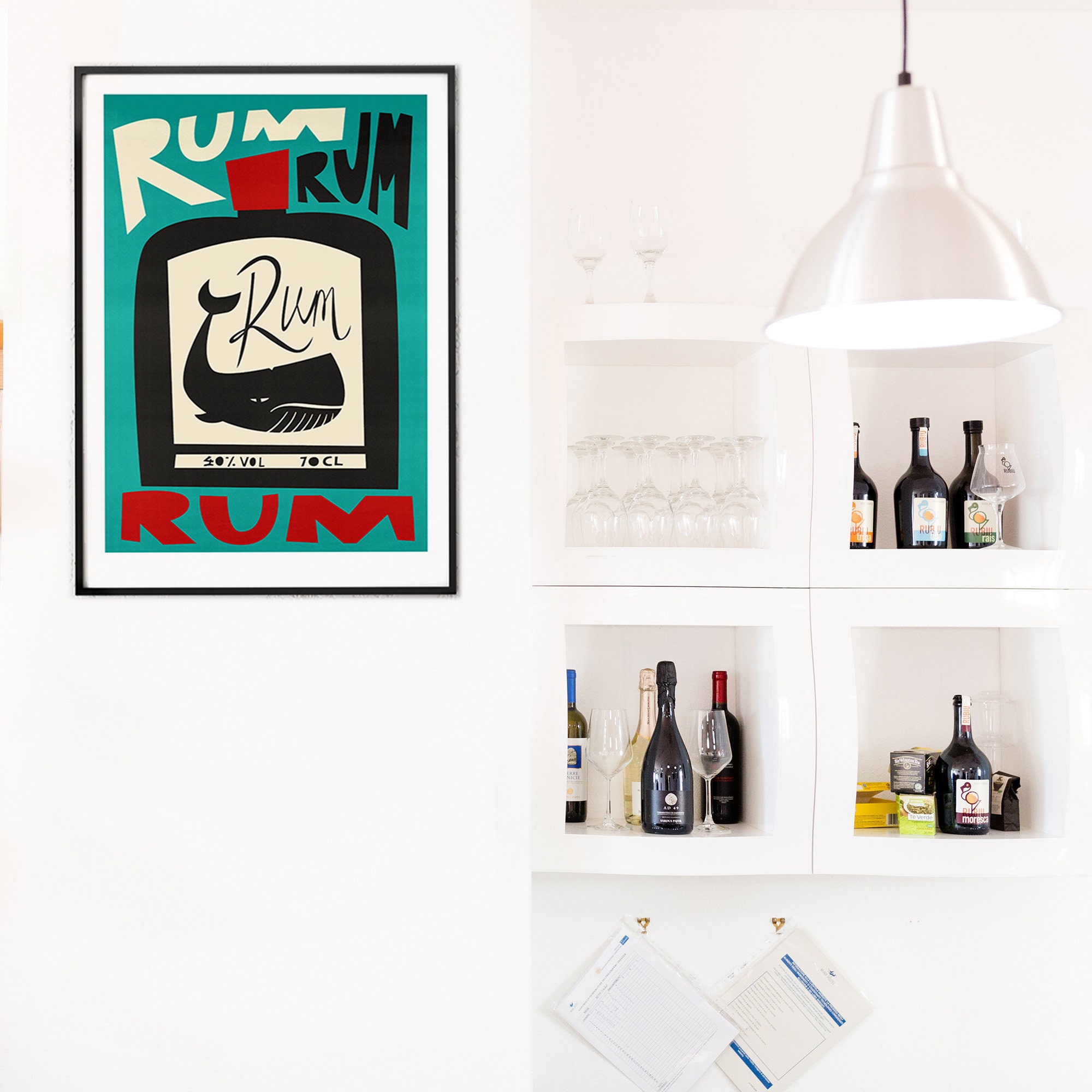 Rum Poster Alcohol Sign Mid Century Print Retro Art Foodie | Etsy