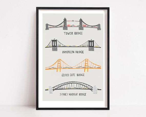 Bridges Print 4 Bridge Poster London New York San - Etsy UK
